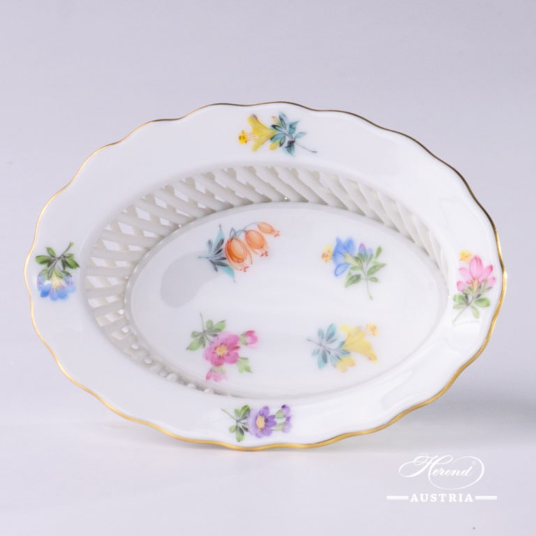 Platinized Richly - Rose on Leaf - 2 pc - Herend Austria